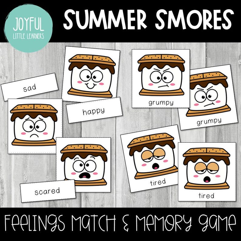 Summer Smores Feelings Match Card Game | S’mores Emotion Card Activity ...
