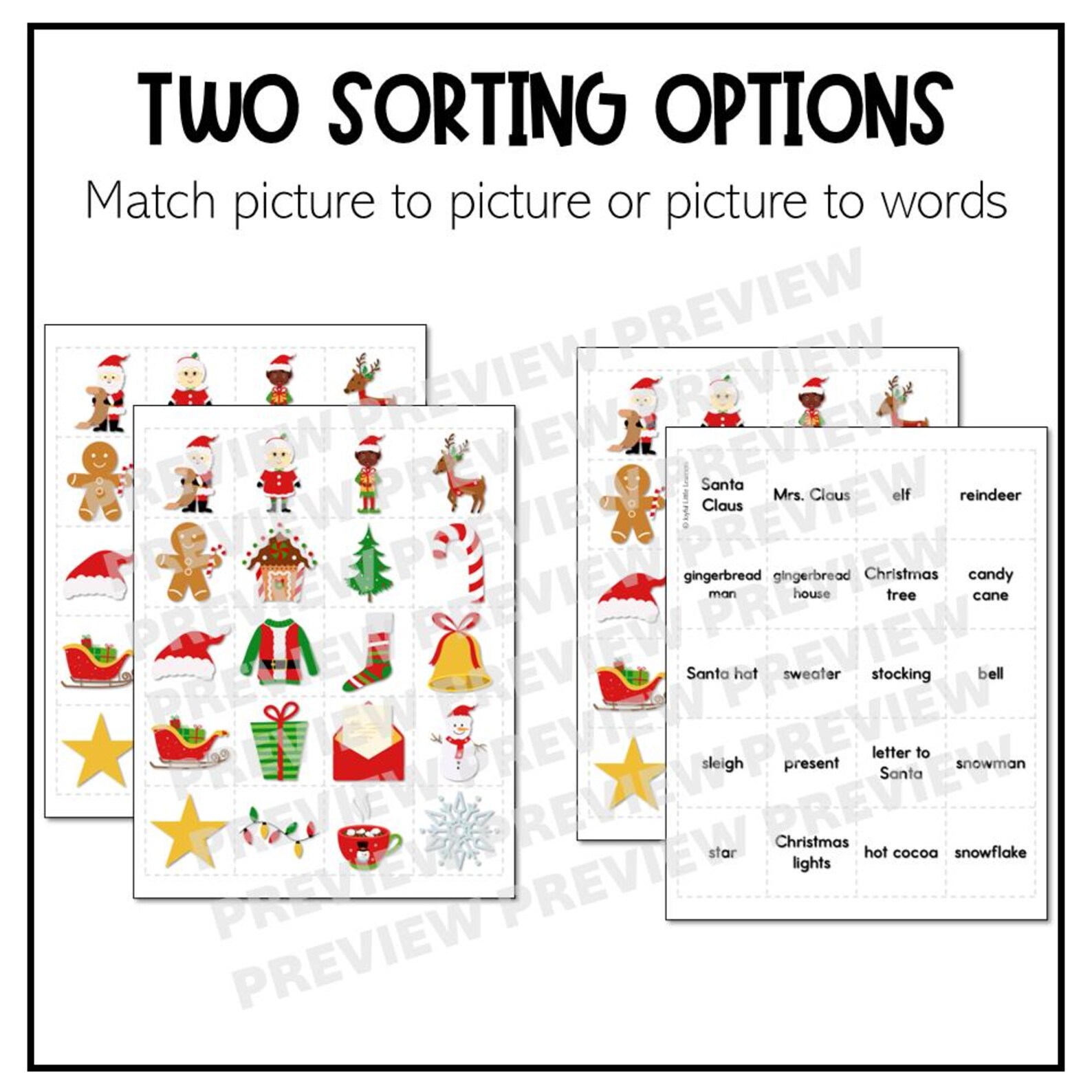 Christmas Matching Activity Cards Christmas Memory Game - Etsy