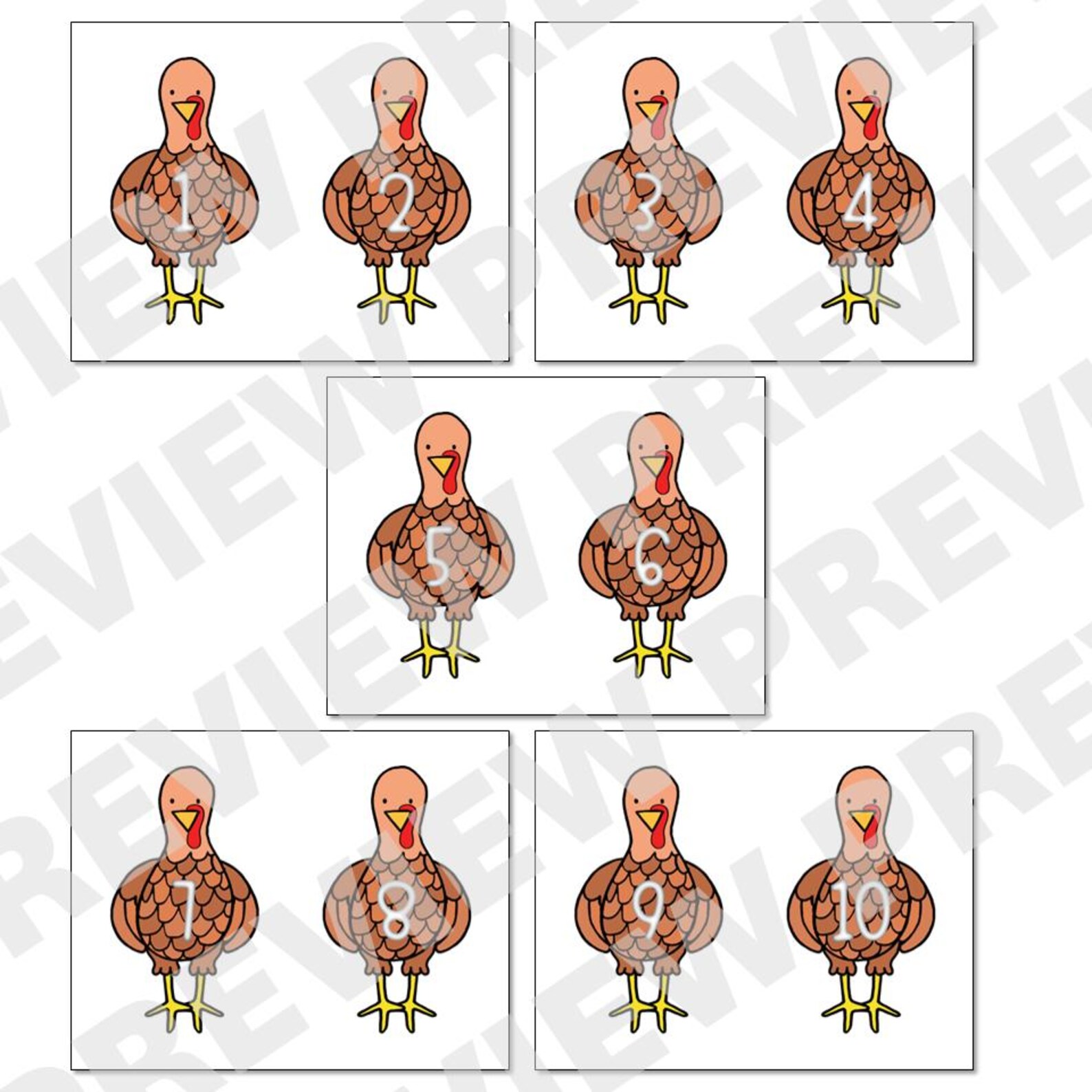 Turkey Feathers Subitizing Activity for Numbers 1-10 | Thanksgiving ...