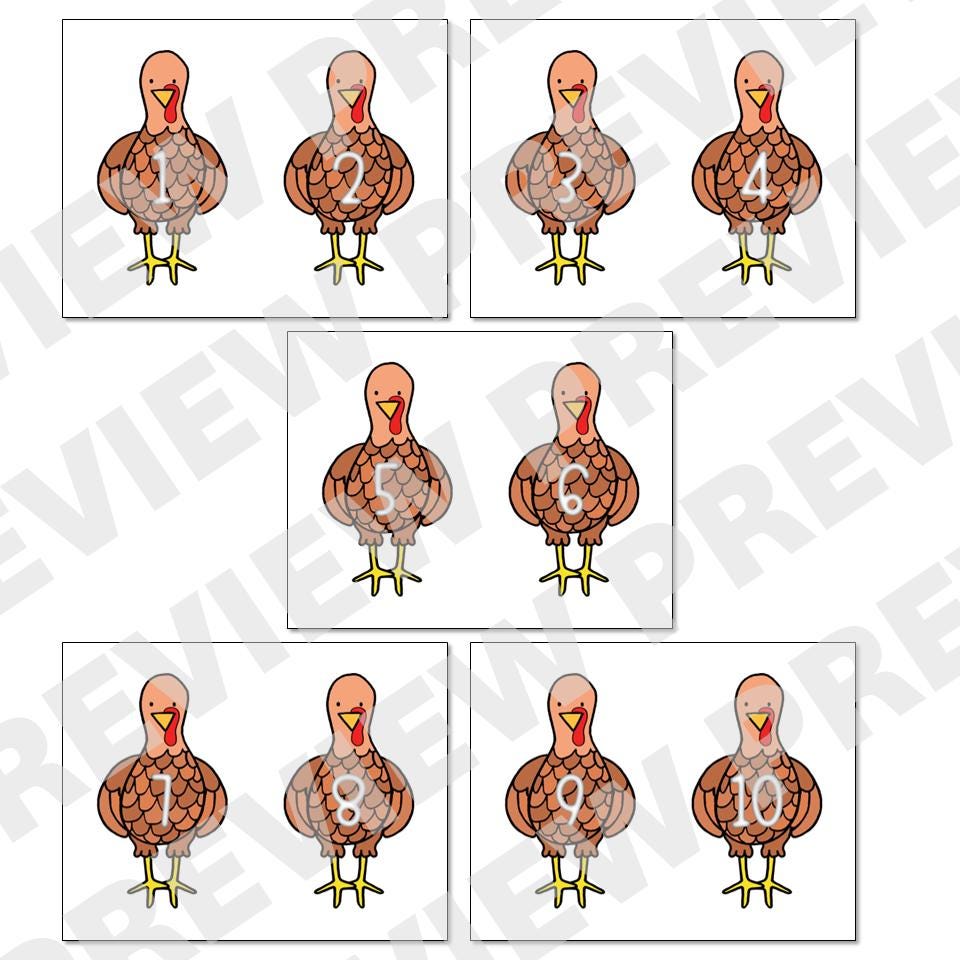 Turkey Feathers Subitizing Activity for Numbers 1-10 | Thanksgiving ...