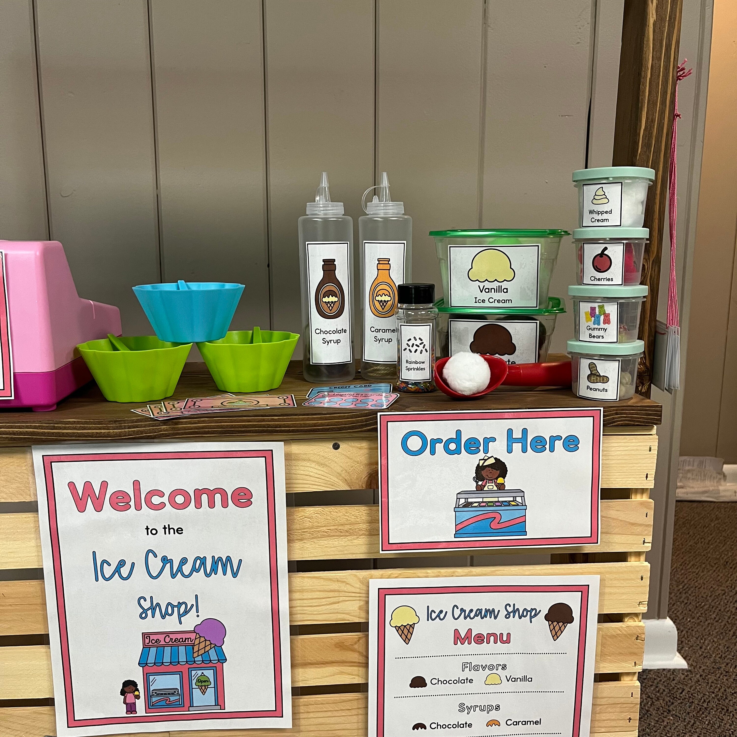Ice Cream Shop Dramatic Play Set Kit Ice Cream Shop Pretend Play Set
