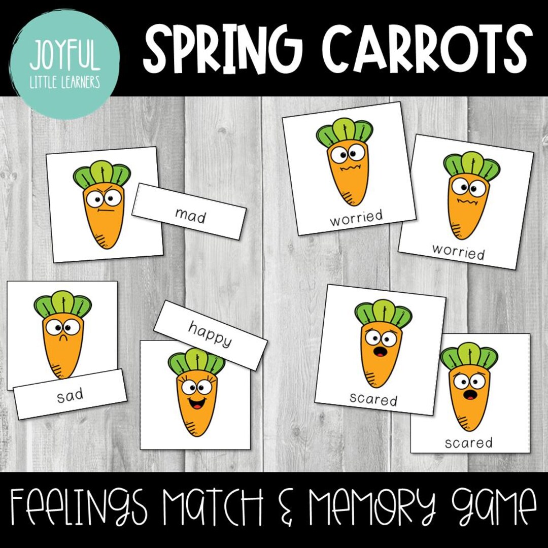 Spring Carrots Feelings Match Card Game | Easter Emotion Card Activity ...