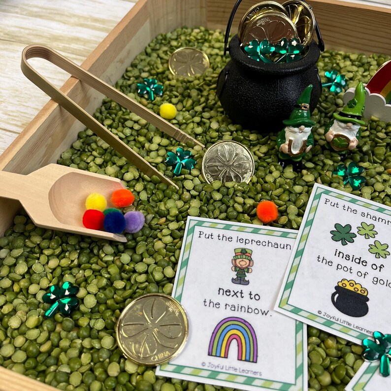 St. Patrick’s Day Leprechaun Sensory Bin | Leprechaun Prepositions ...