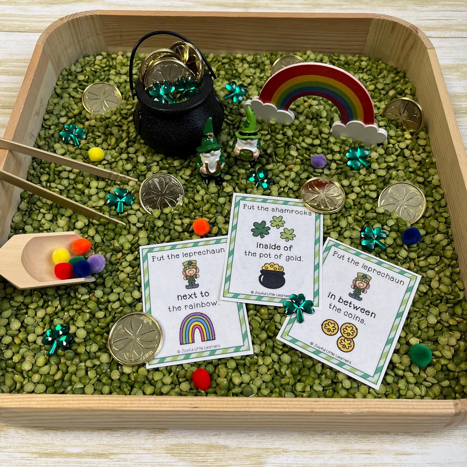St. Patrick’s Day Leprechaun Sensory Bin | Leprechaun Prepositions ...