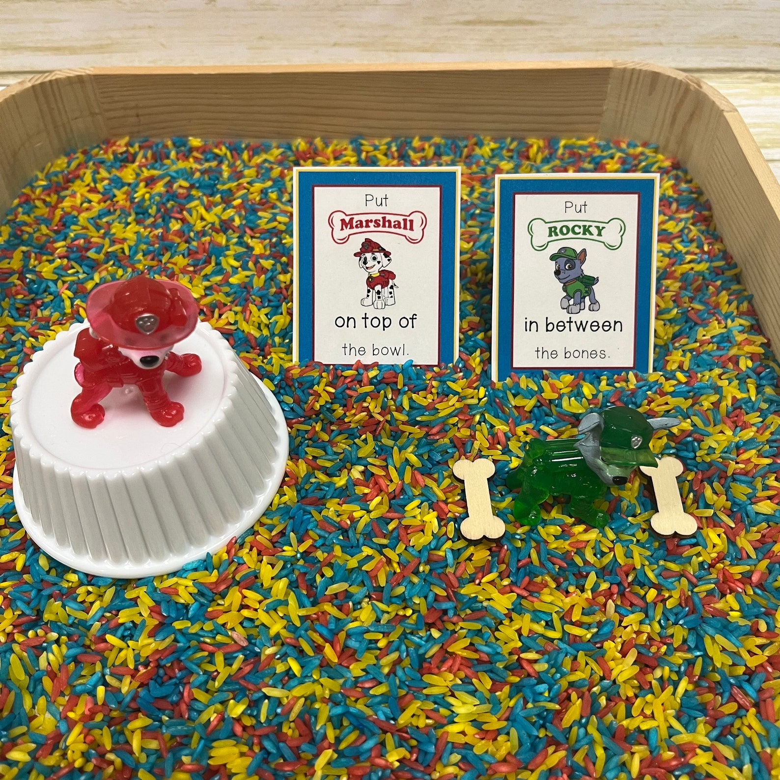 PAW Patrol Sensory Bin Featuring Preposition Cards for Following ...
