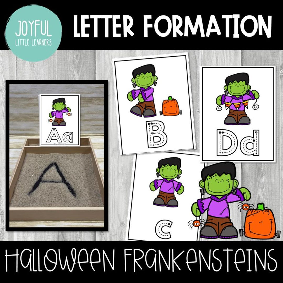 Halloween Letter Formation Task Cards | Frankenstein Handwriting Dry ...