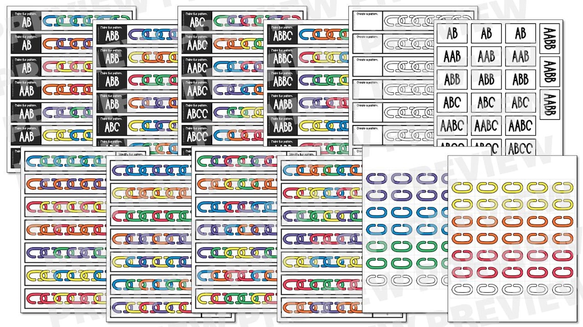 Chain Link Patterns Task Cards Digital Download| Connecting Links ...