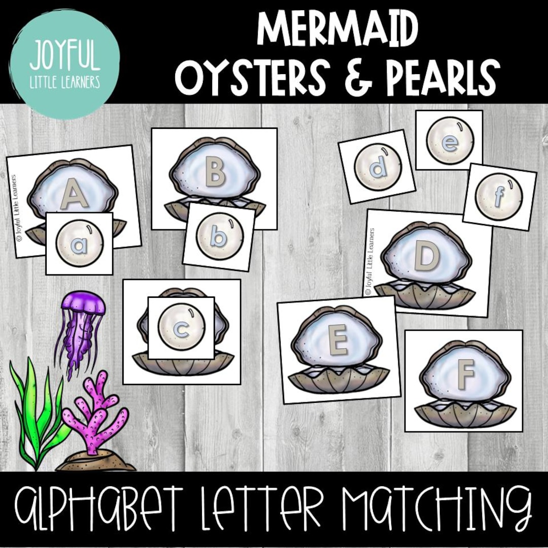 Mermaid Oysters & Pearls ABC Letter Matching Printable Digital Download ...