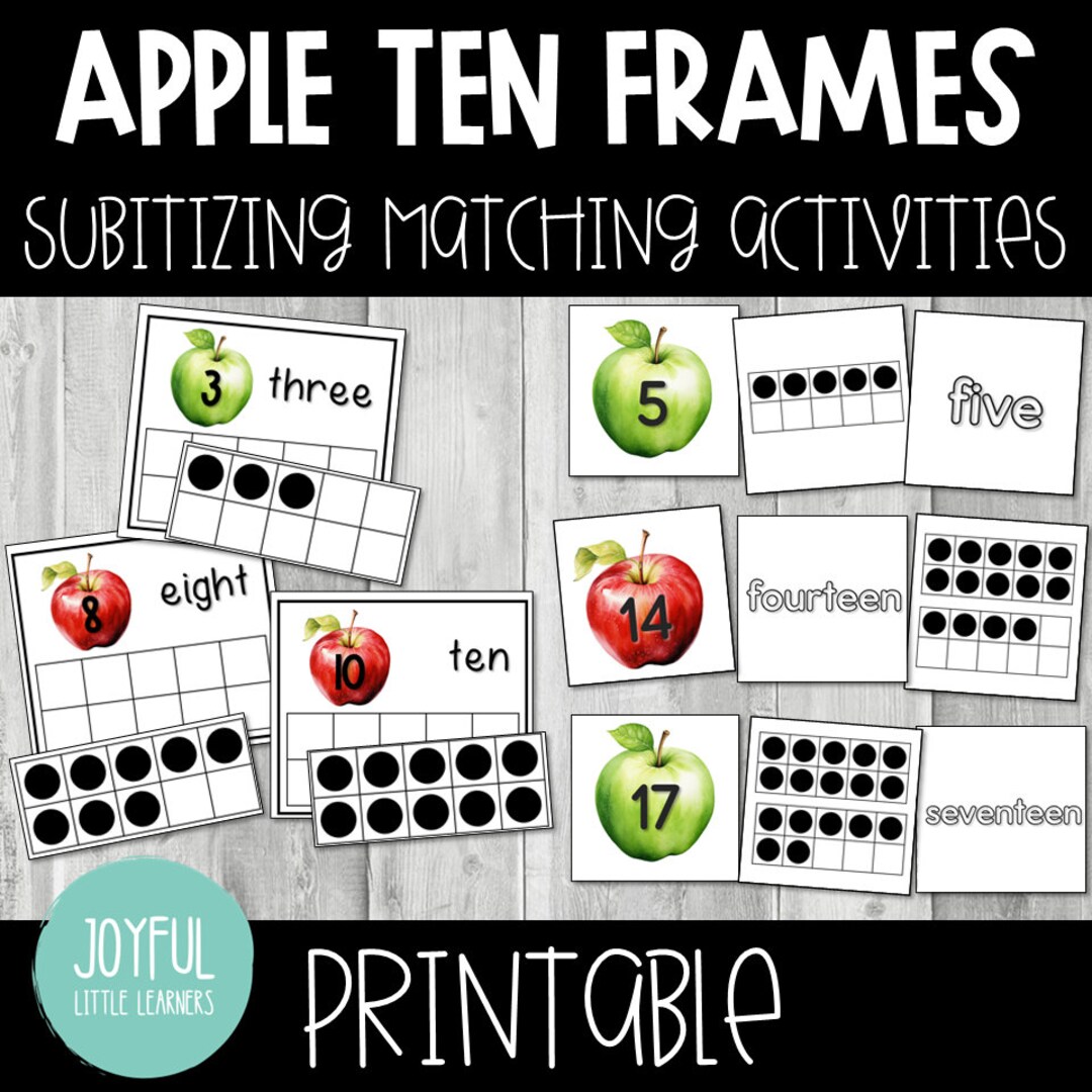 Apple Ten Frames Subitizing Matching Activity Fall Apples Ten Frames ...