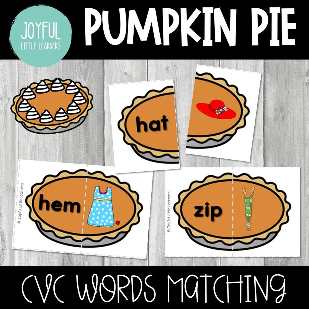 Fall Pumpkin Pie CVC Words Match | Thanksgiving Decoding & Matching ...