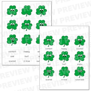 Shamrock Feelings Match Card Game | St. Patrick’s Day Emotion Card ...
