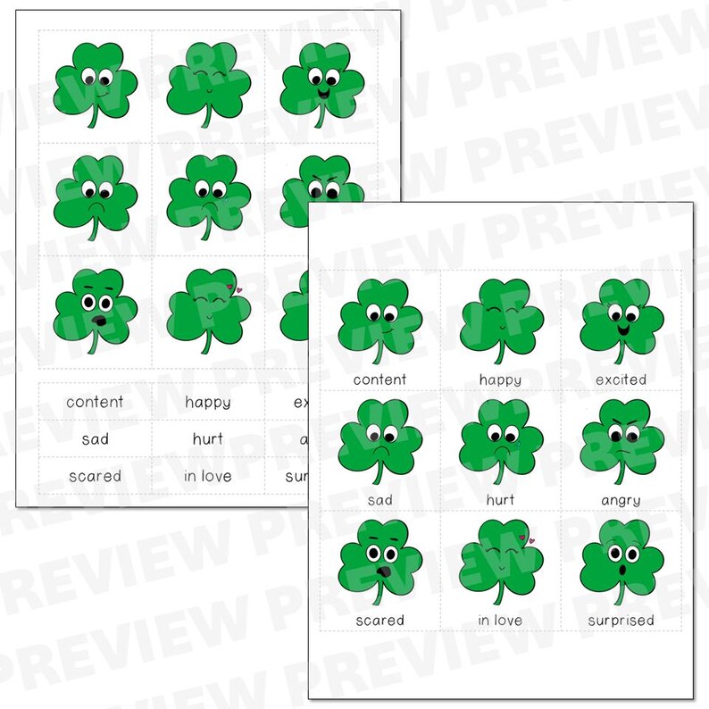 Shamrock Feelings Match Card Game | St. Patrick’s Day Emotion Card ...