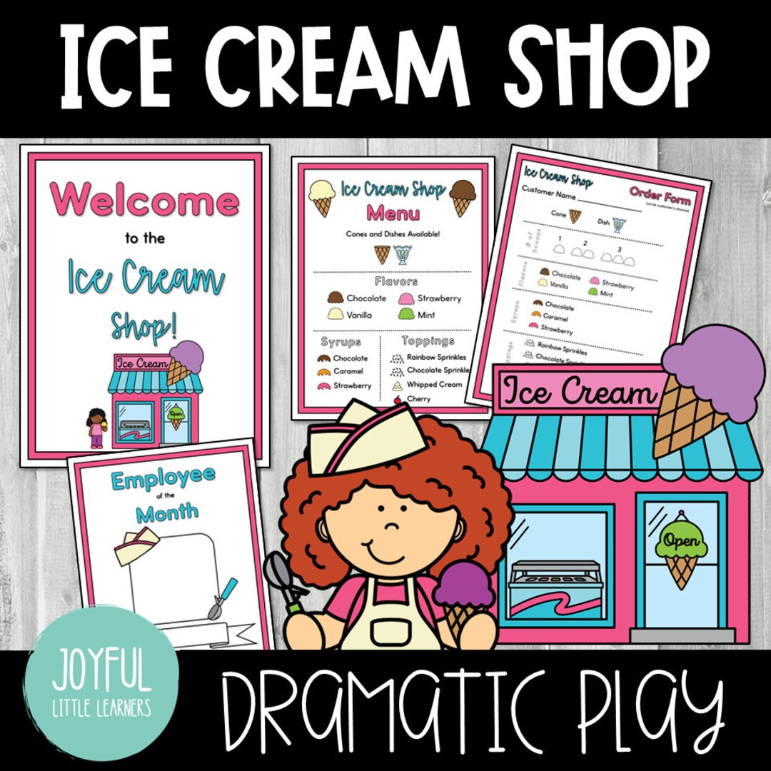 Ice Cream Shop Dramatic Play Center | Summer Ice Cream Parlor Pretend ...