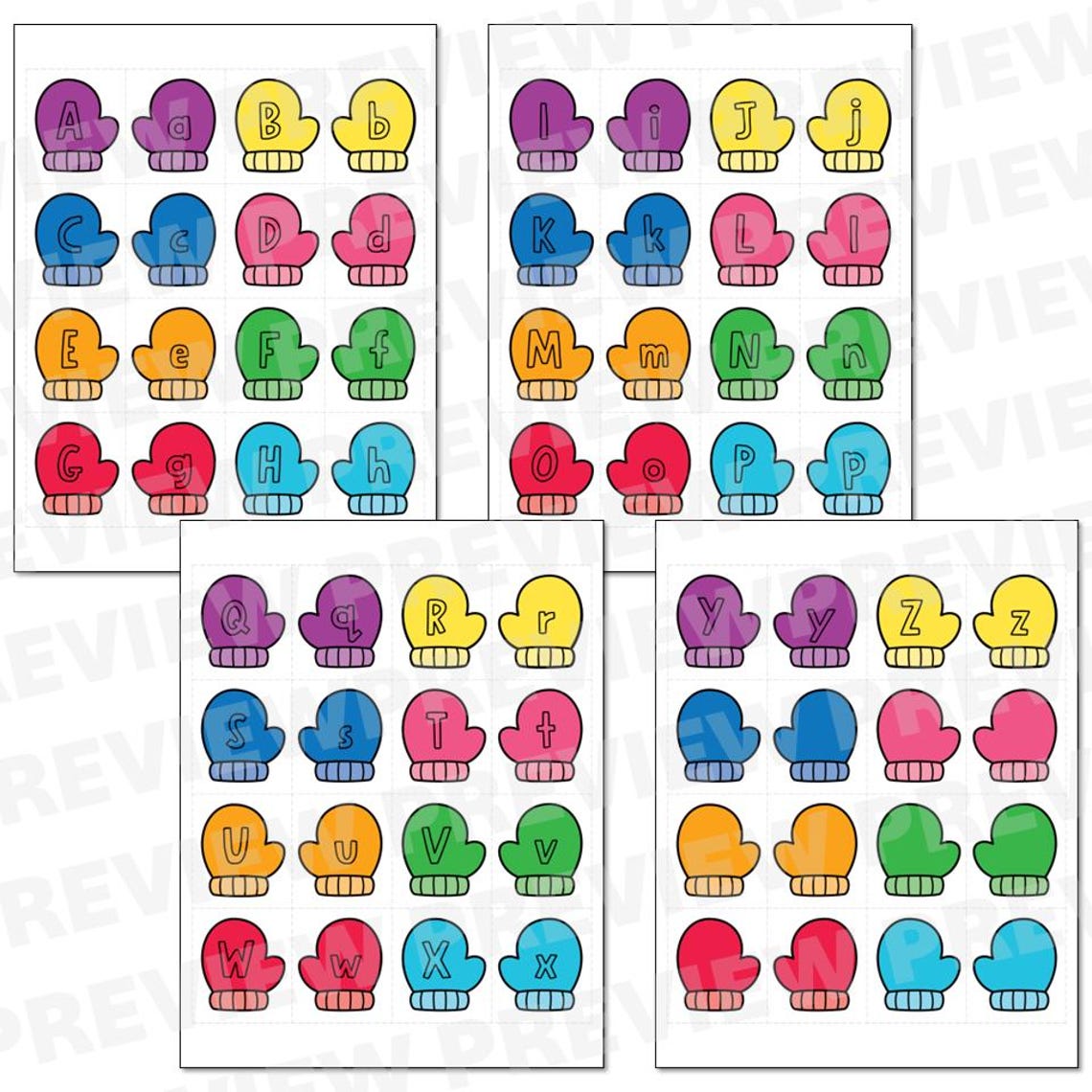 Winter Mittens ABC Letter Matching | Snow Mittens Alphabet Matching ...