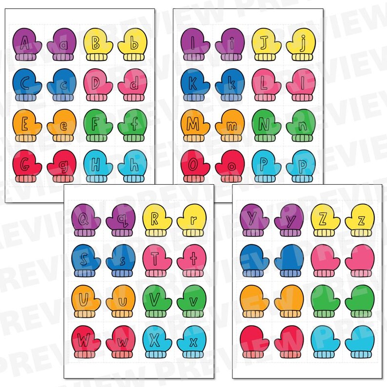 Winter Mittens ABC Letter Matching | Snow Mittens Alphabet Matching ...