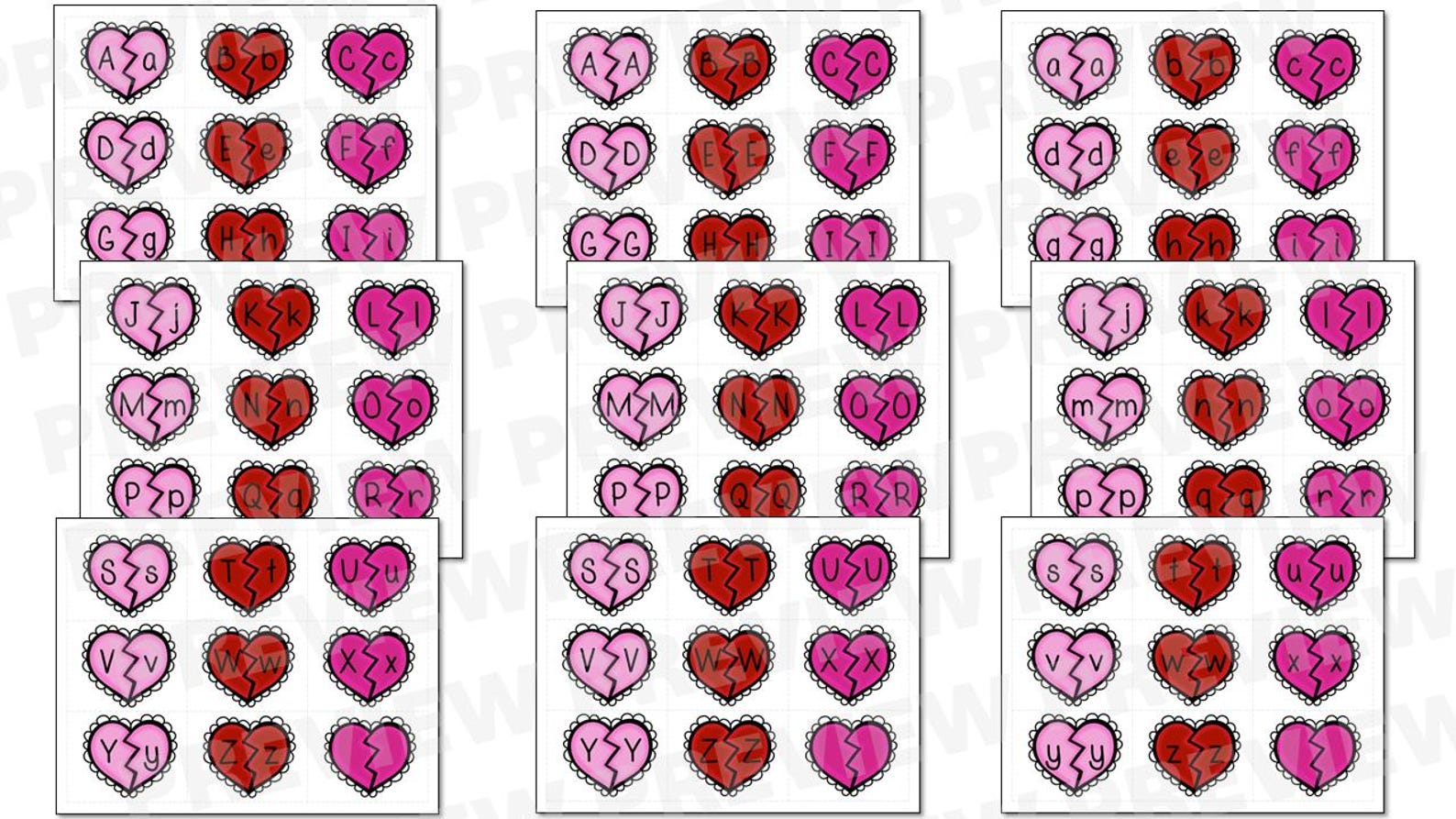 Valentine Hearts ABC Letter Matching | Valentine Alphabet Matching ...