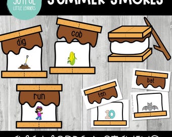 Summer Smores CVC Words Match | Camping S’mores Decoding & Matching ...