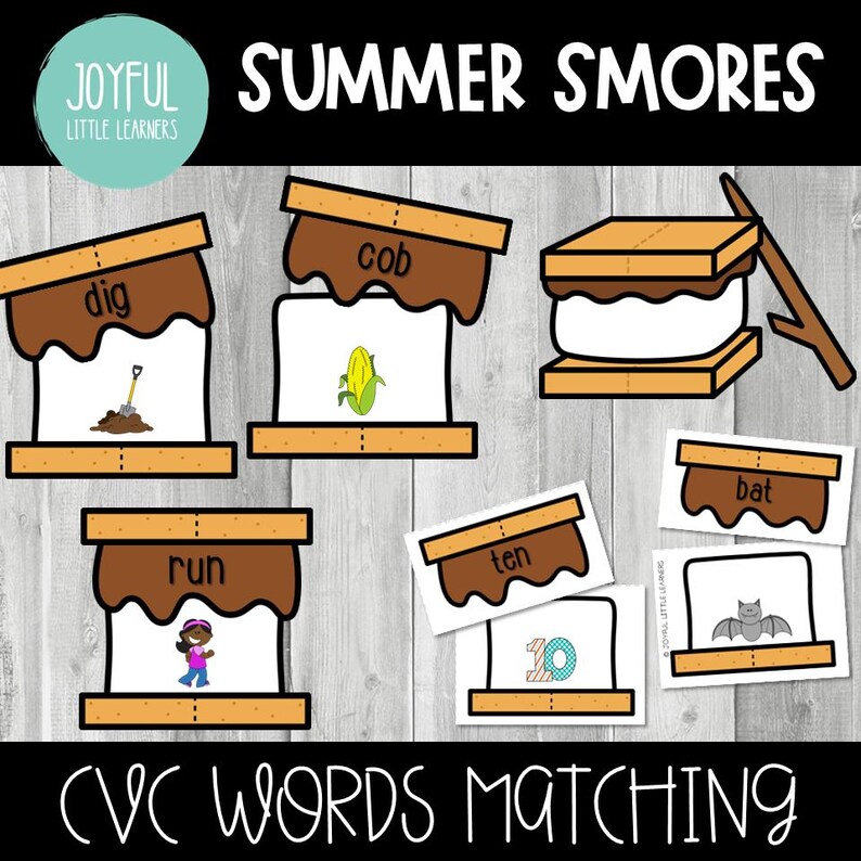 Summer Smores CVC Words Match | Camping S’mores Decoding & Matching ...
