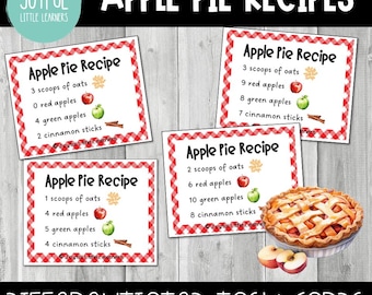 Apple Pie Recipe Cards | Apple Pie Sensory Bin Recipe Task Cards - Etsy