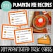 Pumpkin Pie Recipe Cards | Pumpkin Pie Sensory Bin Task Cards ...