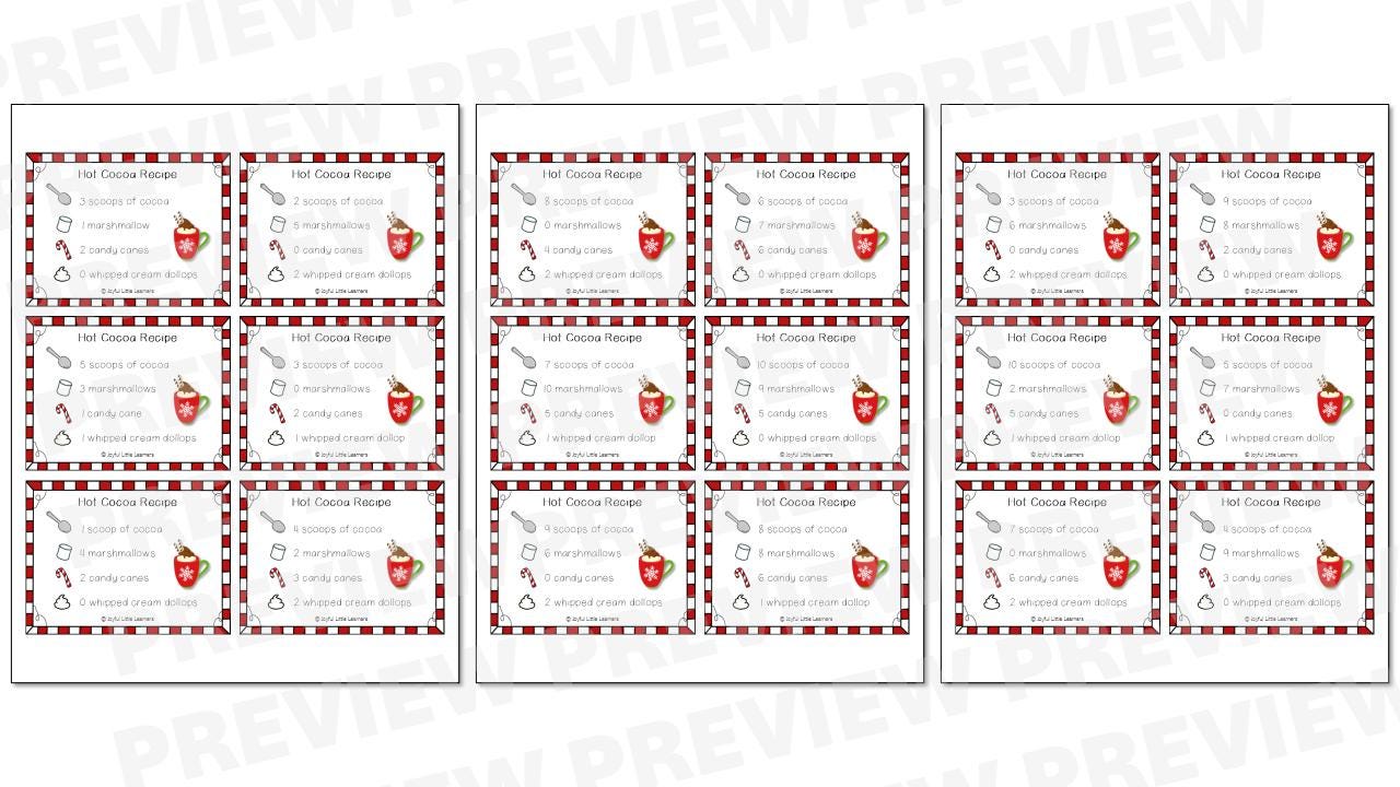 Hot Cocoa Recipe Cards | Hot Chocolate Sensory Bin Task Cards | Winter ...