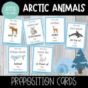 Arctic Animals Preposition Cards | Winter Spatial Concept Following ...