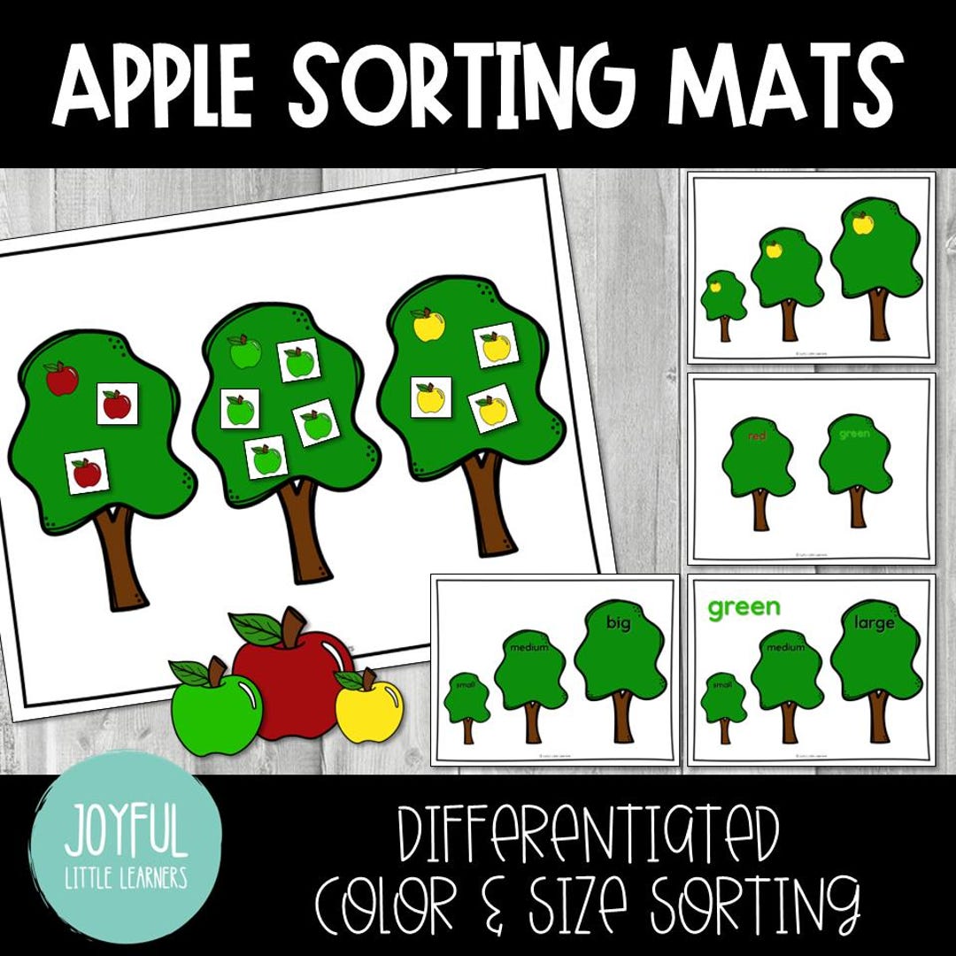 Apple Sorting Mats | Apple Tree Size & Color Sorting Mats - Etsy