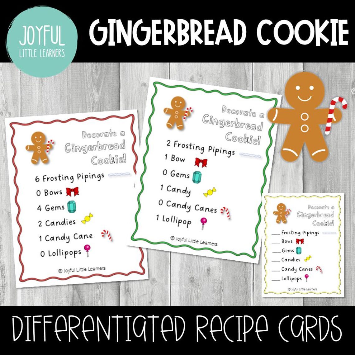 Gingerbread Cookie Recipe Cards | Christmas Recipe Task Cards - Etsy
