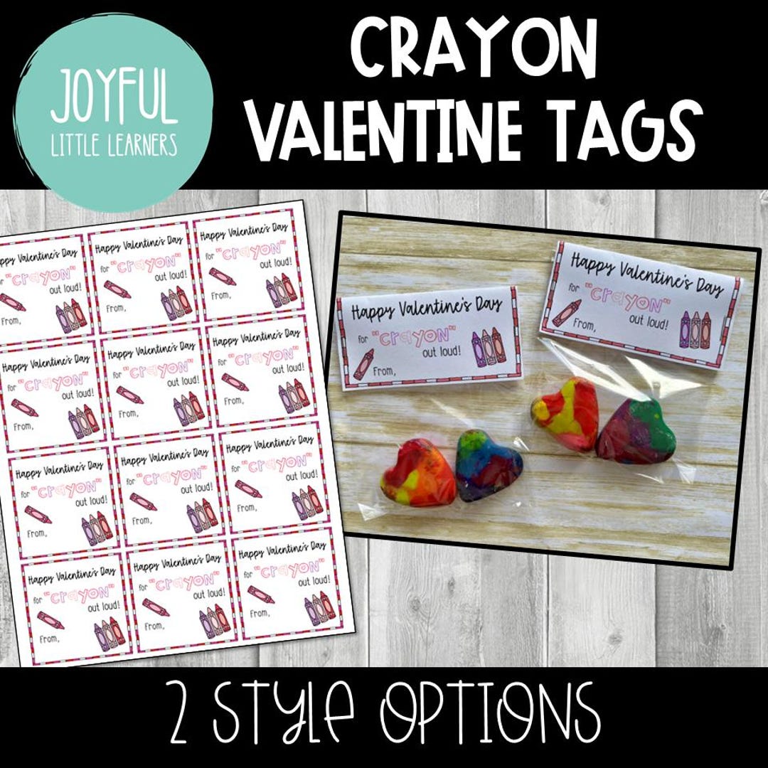 Valentines Day Crayon Tags Happy Valentines Day for CRAYON Out Loud - Etsy