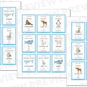 Arctic Animals Preposition Cards | Winter Spatial Concept Following ...