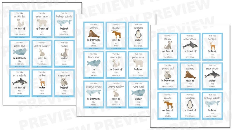Arctic Animals Preposition Cards | Winter Spatial Concept Following ...