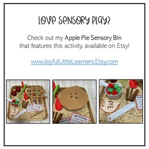 Apple Pie Recipe Cards | Apple Pie Sensory Bin Recipe Task Cards - Etsy