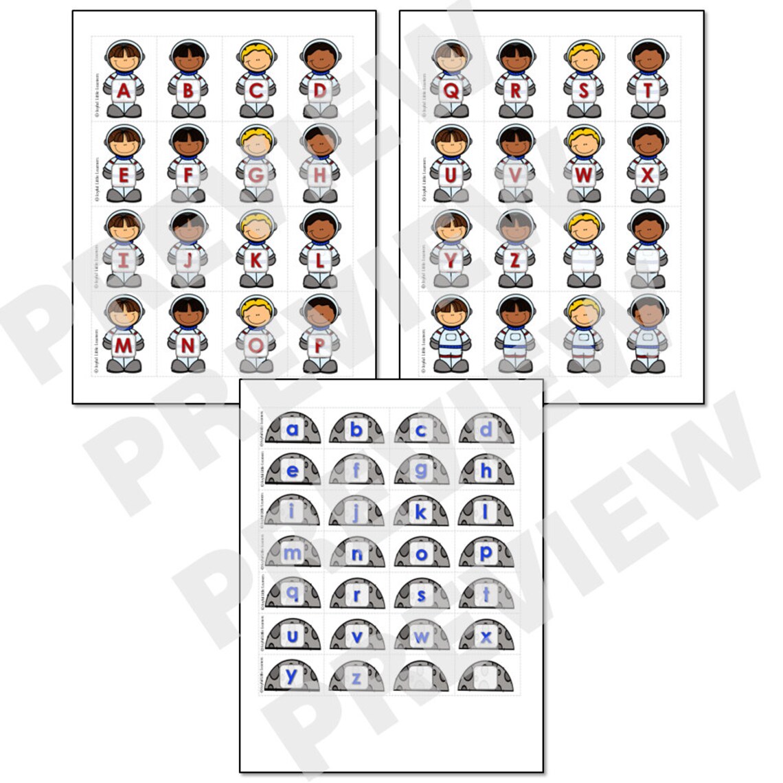 Outer Space Astronaut ABC Letter Matching Printable Digital Download - Etsy