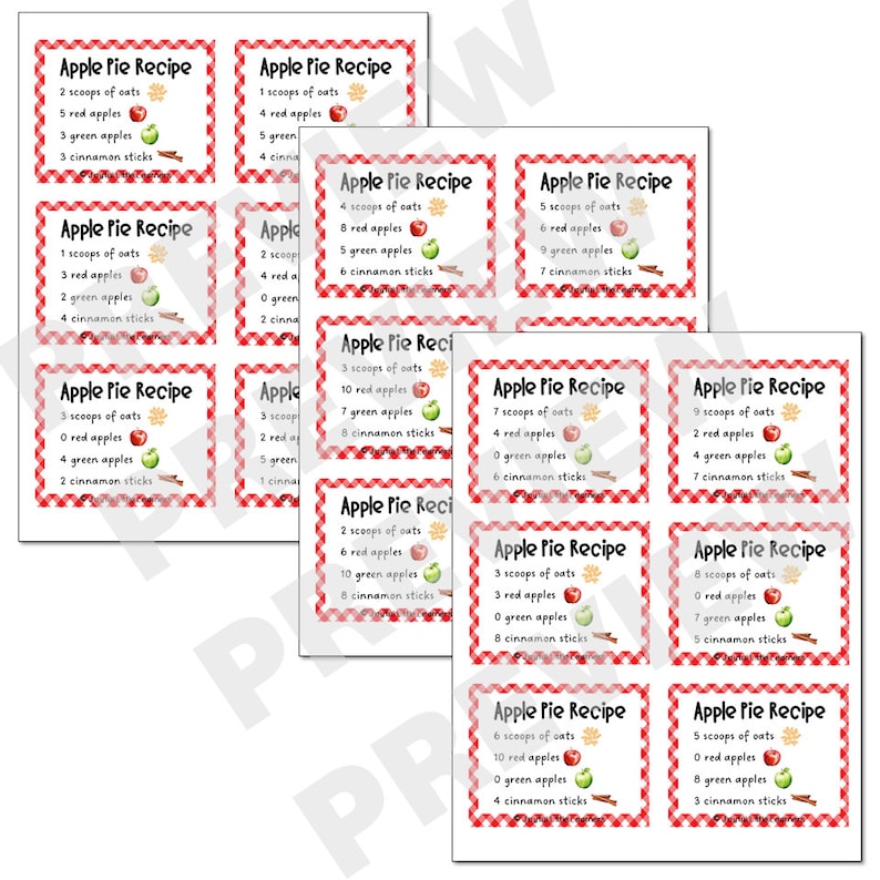 Apple Pie Recipe Cards | Apple Pie Sensory Bin Recipe Task Cards - Etsy