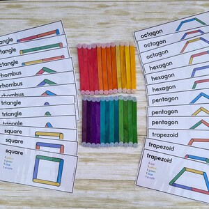 Popsicle Stick Shapes Busy Bag | Build-a-shape Learning Activity for ...