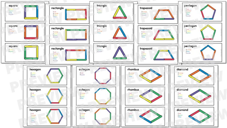 Popsicle Stick Shapes Task Cards | Build-a-shape Centers Busy Bag ...