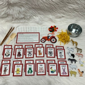 Farm Animals Sensory Bin Featuring Animal Card Game Activity - Etsy