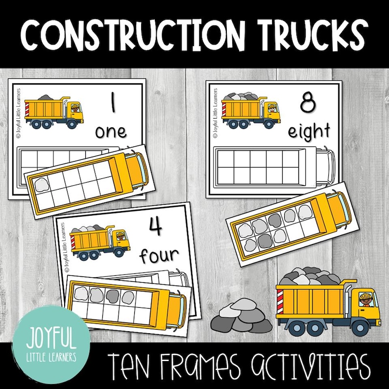 Construction Trucks Ten Frames Matching & Practice Activities - Etsy
