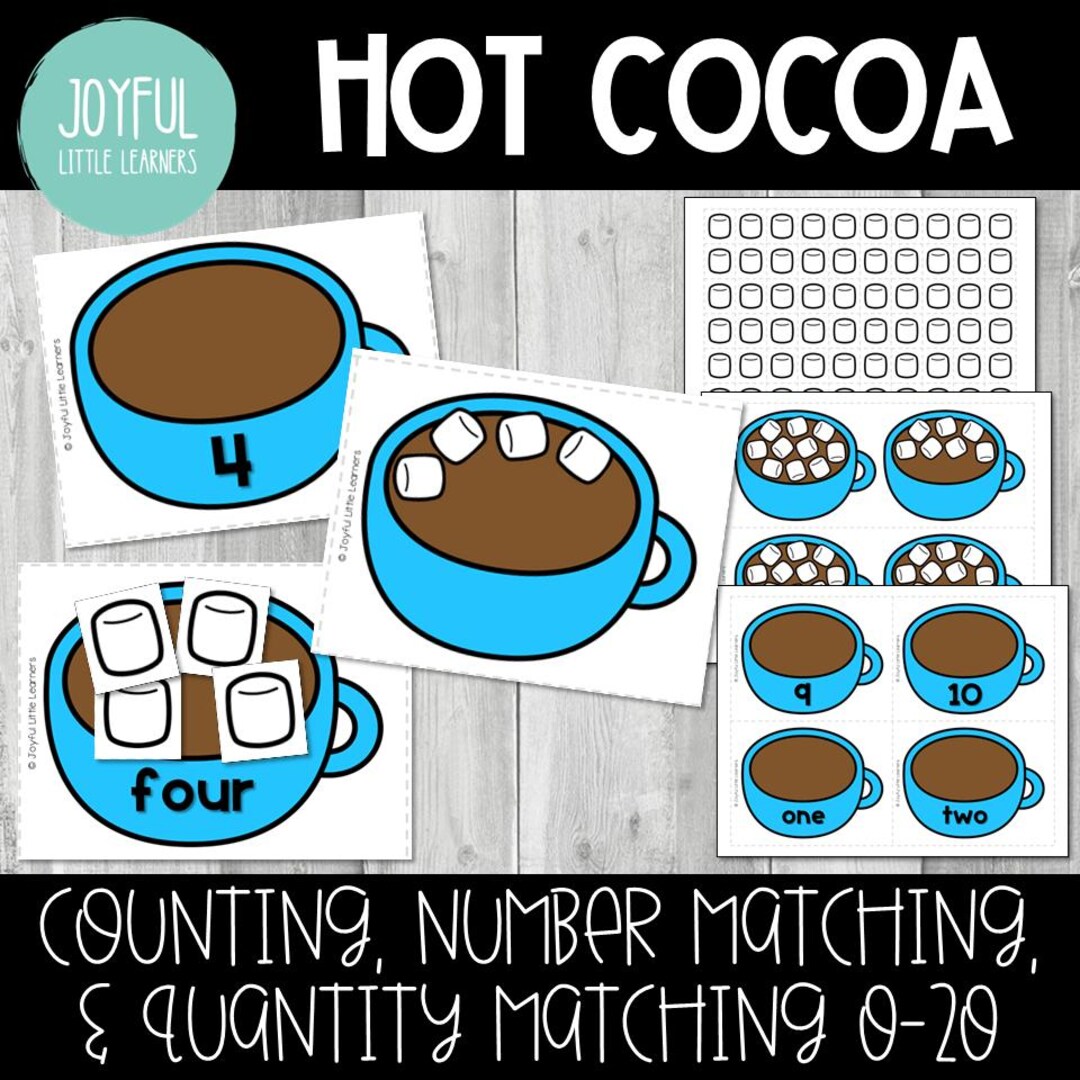 Hot Cocoa Marshmallows Quantity Match Number Matching, Counting ...