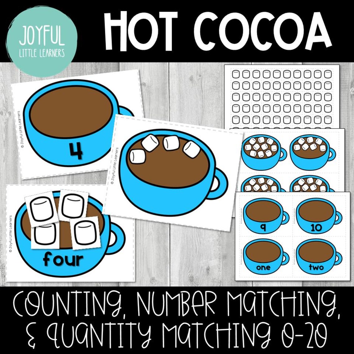 Hot Cocoa Marshmallows Quantity Match Number Matching, Counting ...