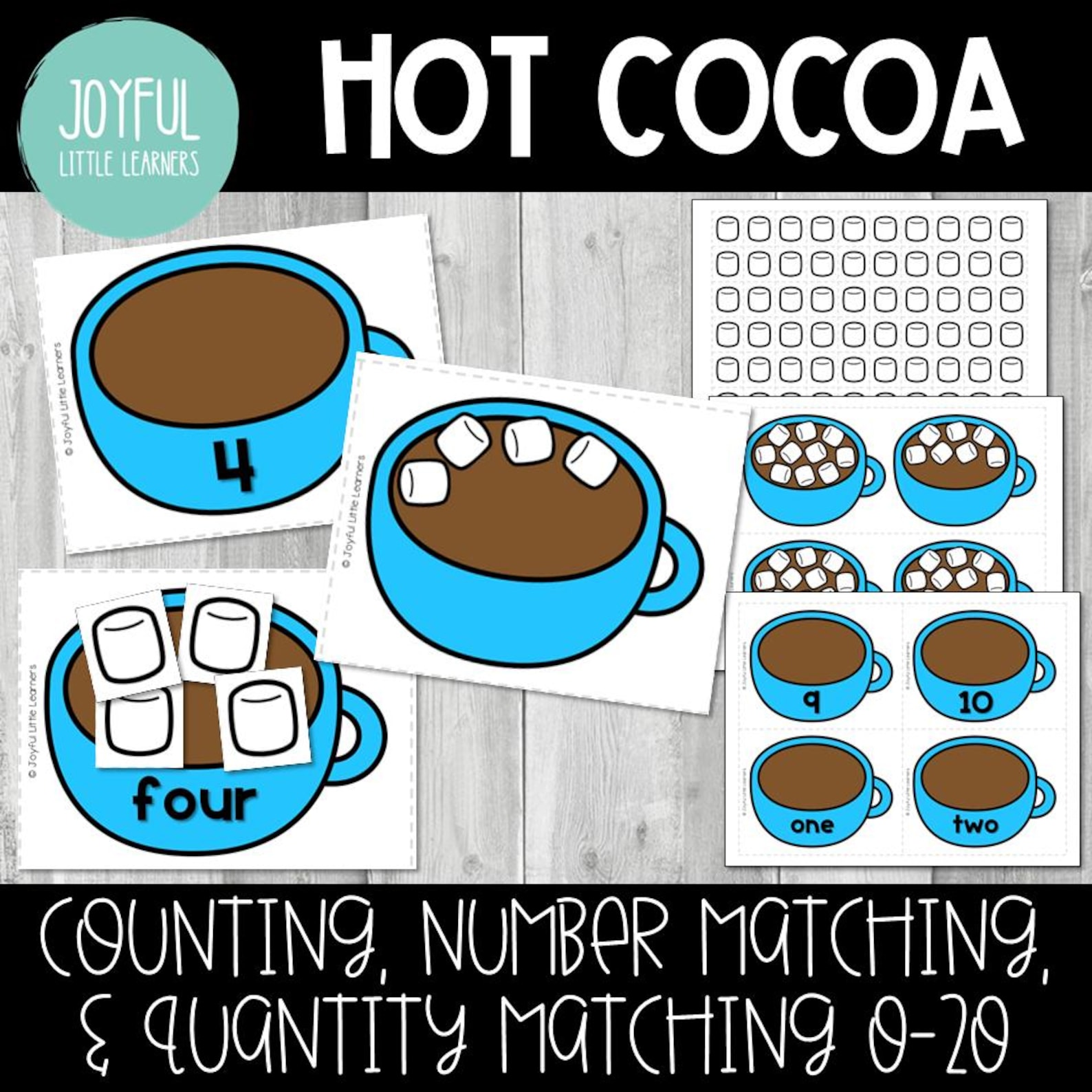Hot Cocoa Marshmallows Quantity Match Number Matching, Counting ...