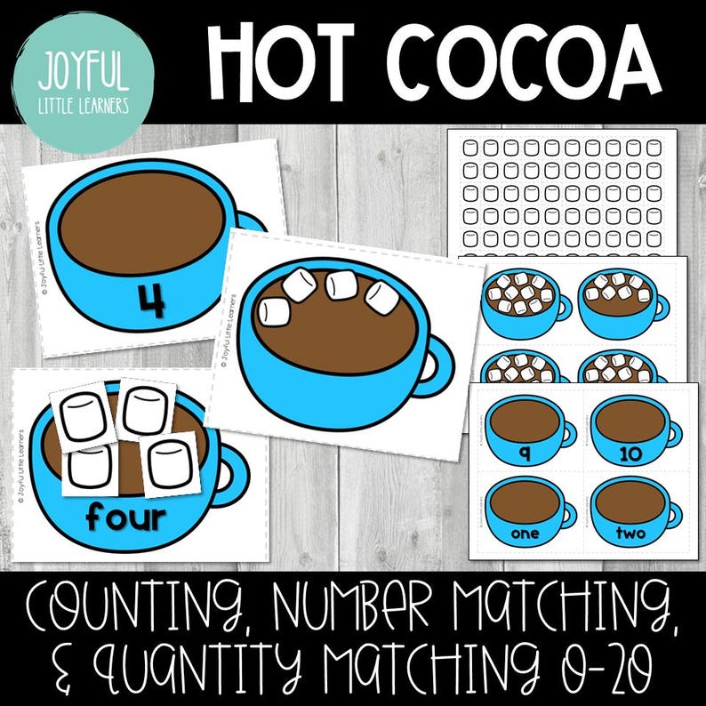 Hot Cocoa Marshmallows Quantity Match Number Matching, Counting ...