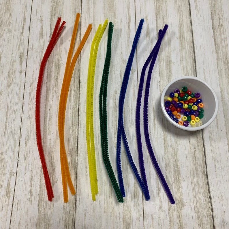 Pipe Cleaner Bead Threading and Color Sorting Toddler Busy Bag - Etsy