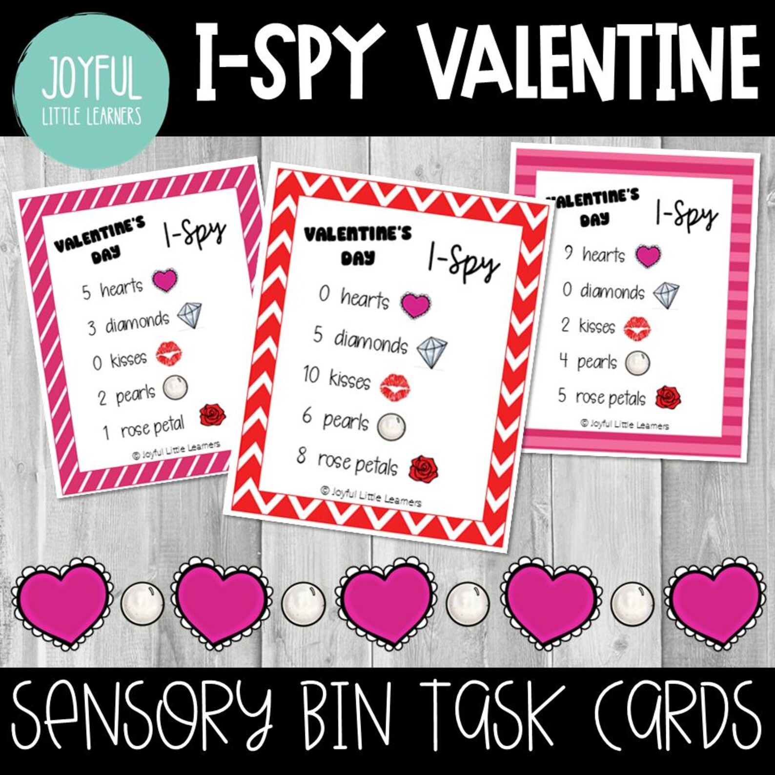 I-spy Valentine’s Day Sensory Bin Task Cards | Valentine Numbers ...