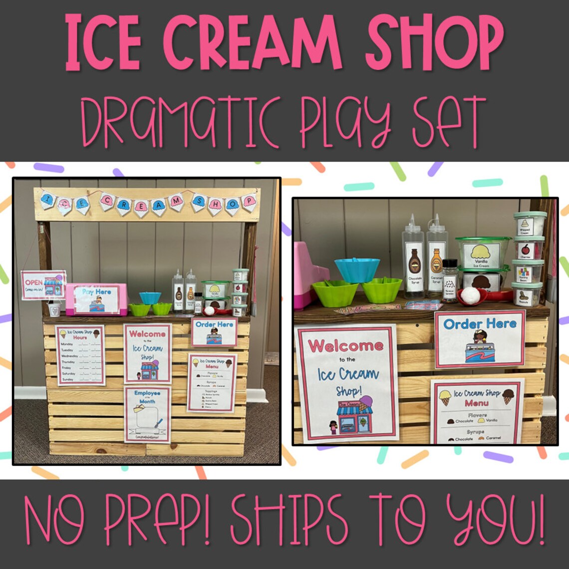 Ice Cream Shop Dramatic PLAY SET KIT | Ice Cream Shop Pretend Play Set ...