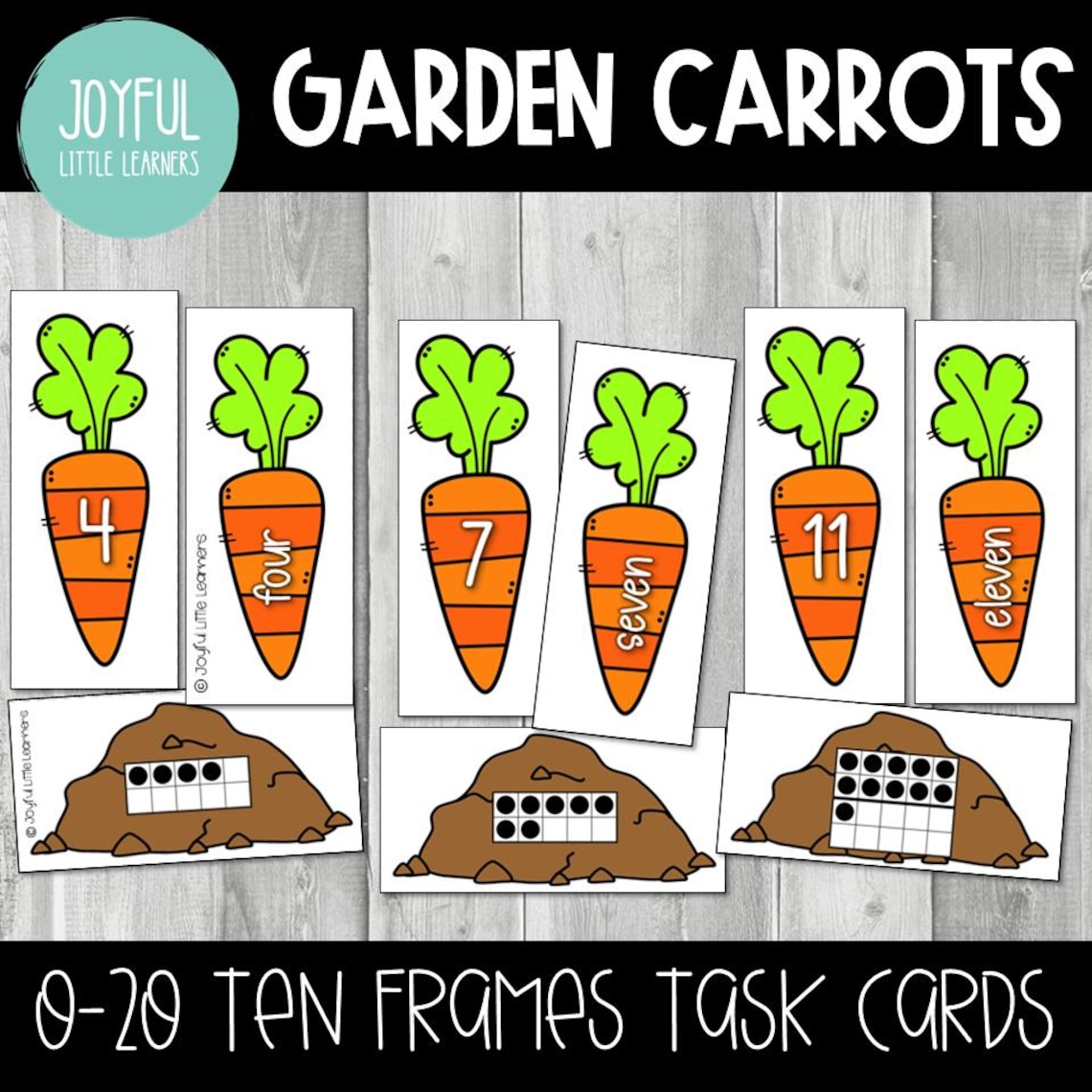 Garden Carrots Ten Frames Number Matching | Easter Carrots Task Cards ...