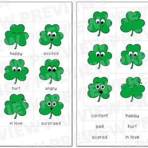 Shamrock Feelings Match Card Game | St. Patrick’s Day Emotion Card ...