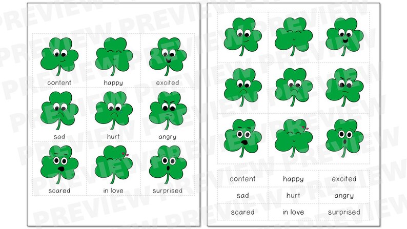 Shamrock Feelings Match Card Game | St. Patrick’s Day Emotion Card ...