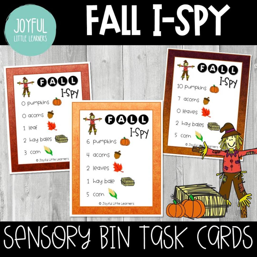Autumn I-spy Sensory Bin Task Cards | Fall I Spy Numbers & Counting ...