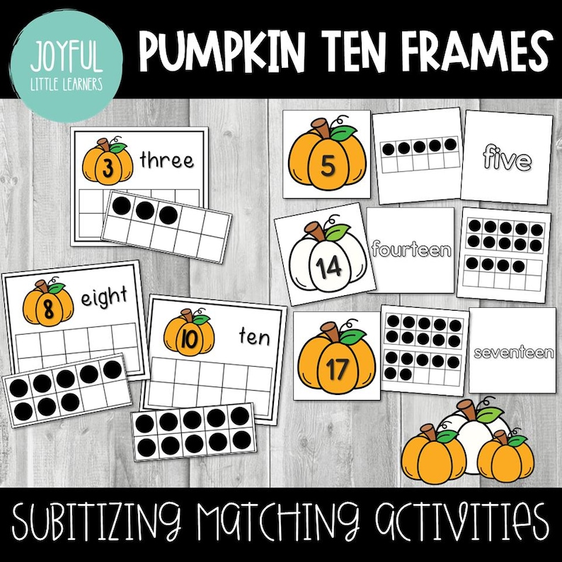 Pumpkin Ten Frames Subitizing Matching | Fall Pumpkin Ten Frames ...
